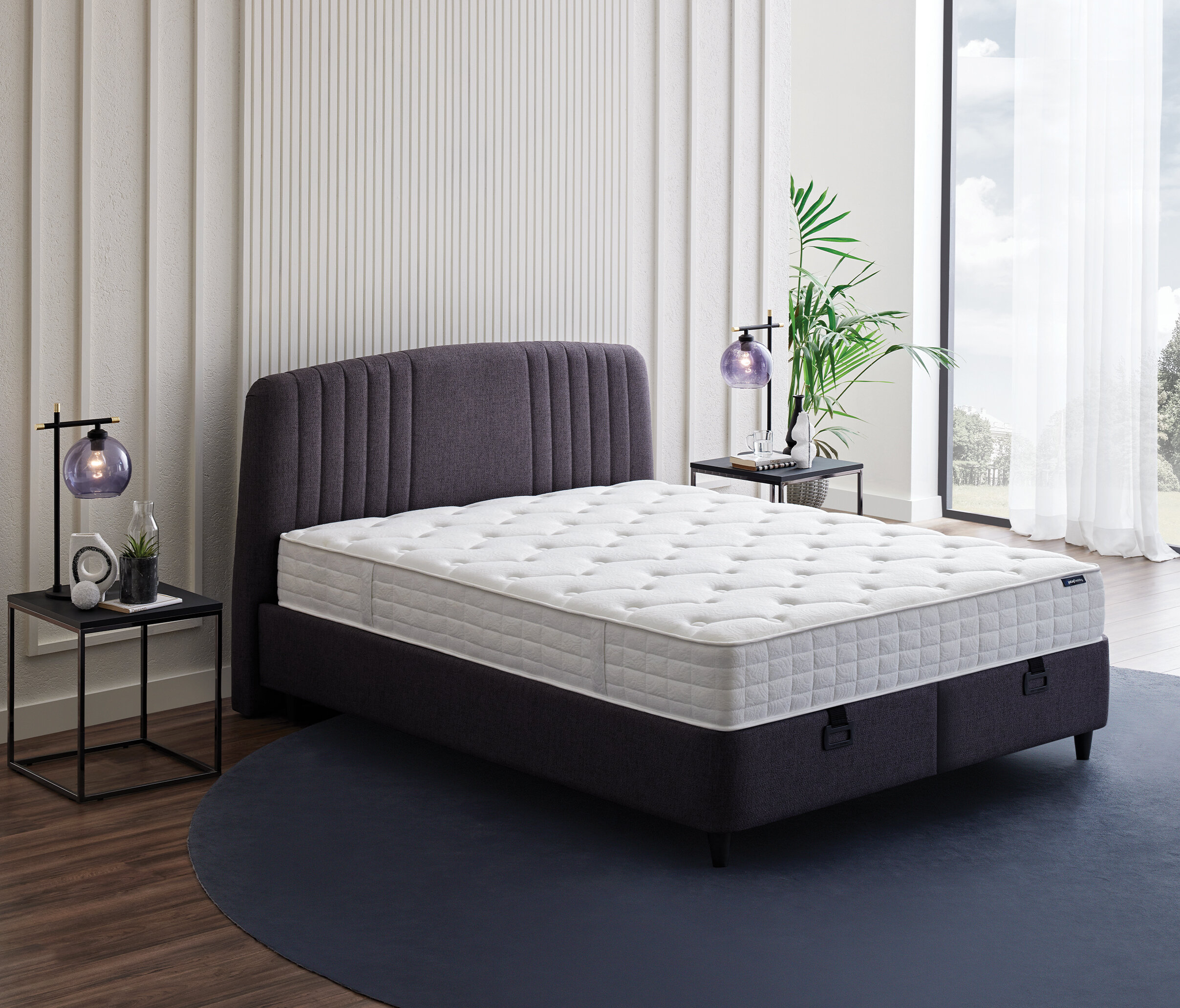 Silver Therapy 3'lü Set Yatak Baza Başlık, 90x190 cm